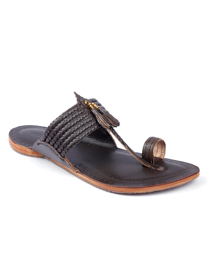 Wedding Chic Brown Kolhapuri Chappal for Men | korakari