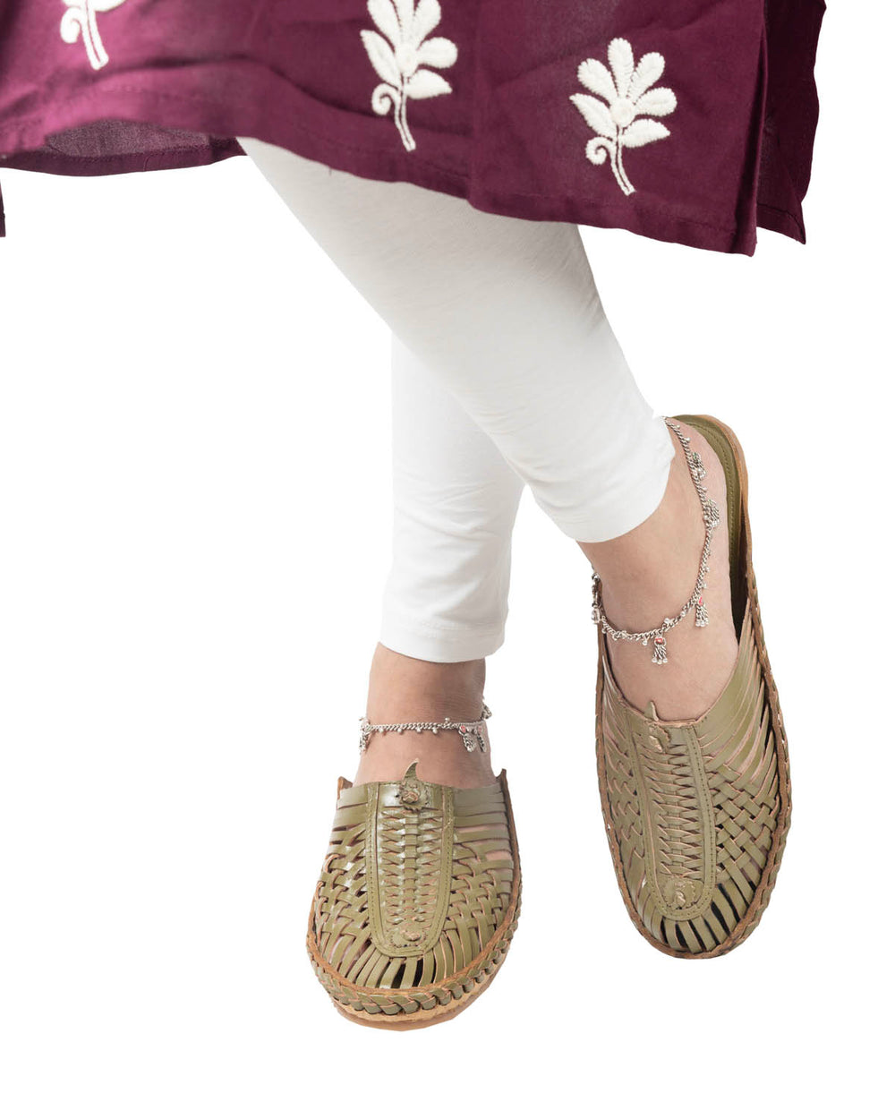 Seaweed Kolhapuri Bantu Shoes for Women | Handcrafted Leather