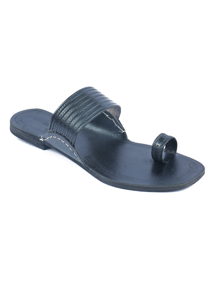 Formal Black Men's Kolhapuri Chappal | Handcrafted Leather