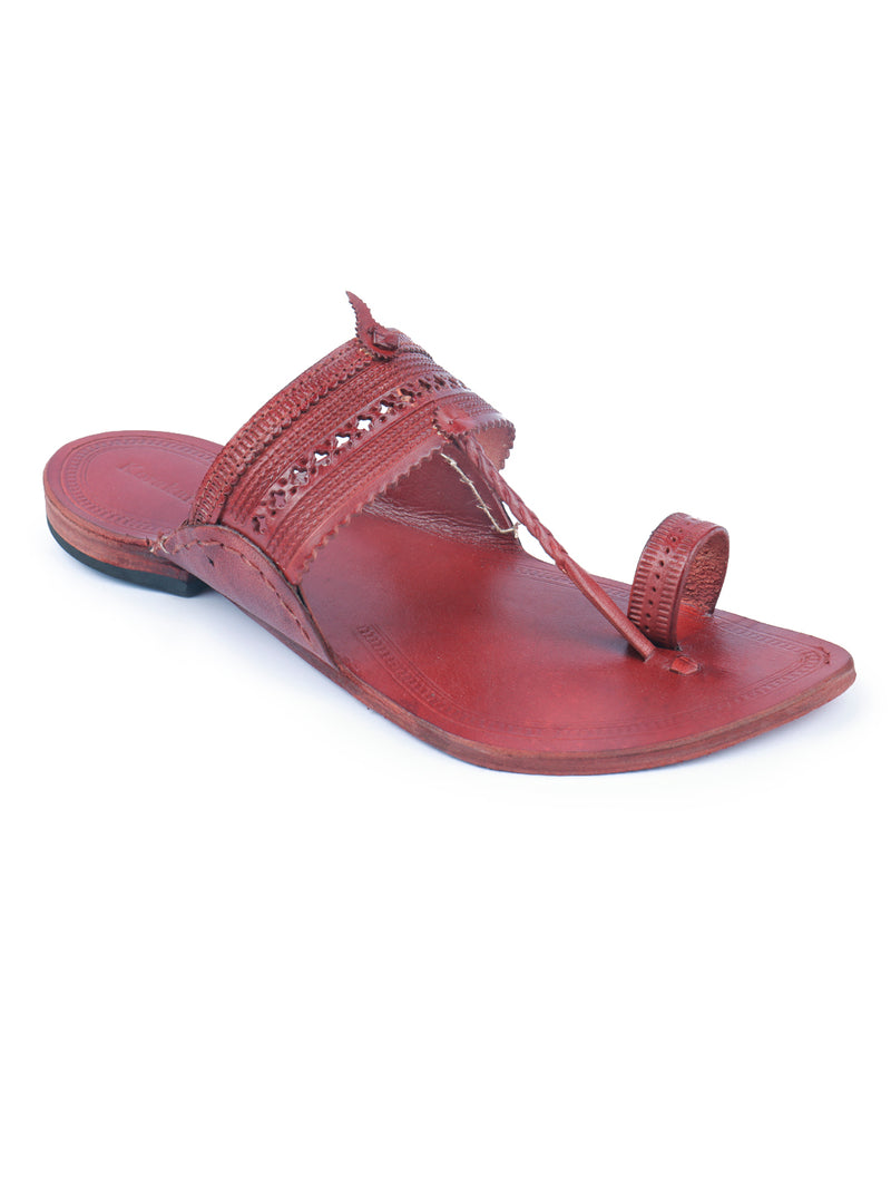 Striking Red Men's Kolhapuri Chappal - Bold & Comfortable