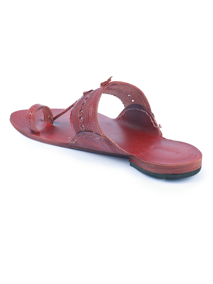Striking Red Men's Kolhapuri Chappal - Bold & Comfortable