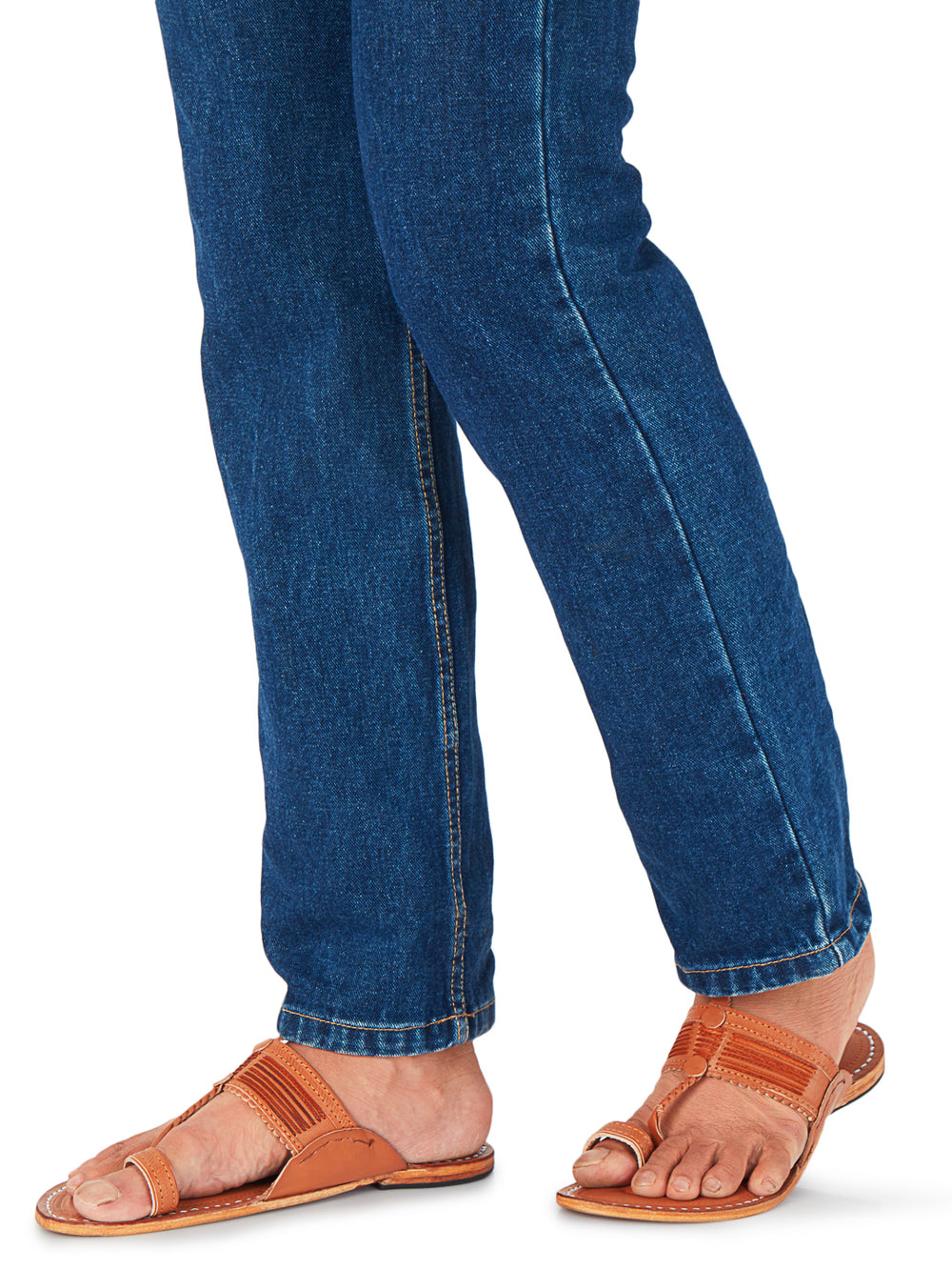 Vintage Braids Kolhapuri Chappal for Men - Authentic Tan Leather