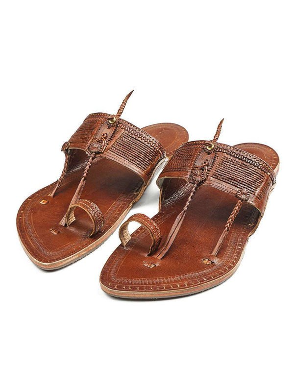 Authentic Tan Kolhapuri Chappal for Men | Handcrafted Leather