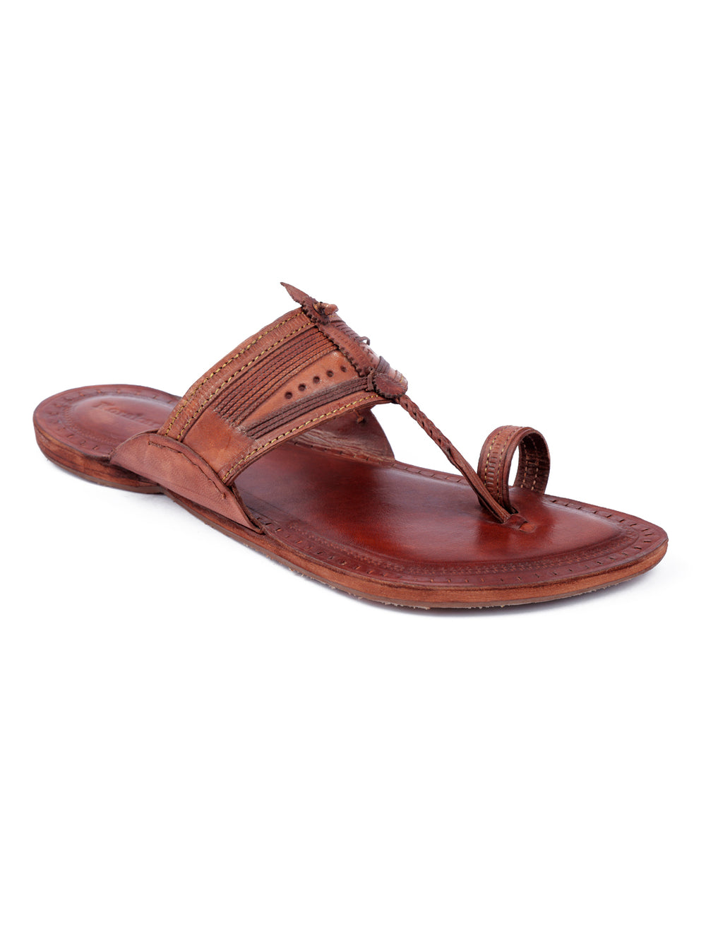Vintage Tan Men's Kolhapuri Chappal - Authentic Leather Comfort