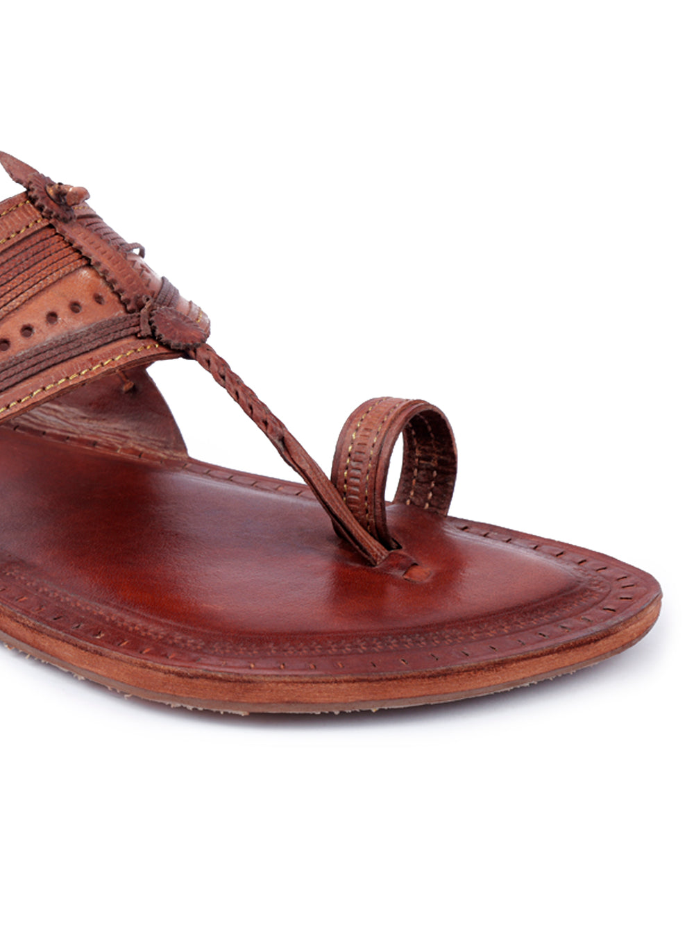 Vintage Tan Men's Kolhapuri Chappal - Authentic Leather Comfort