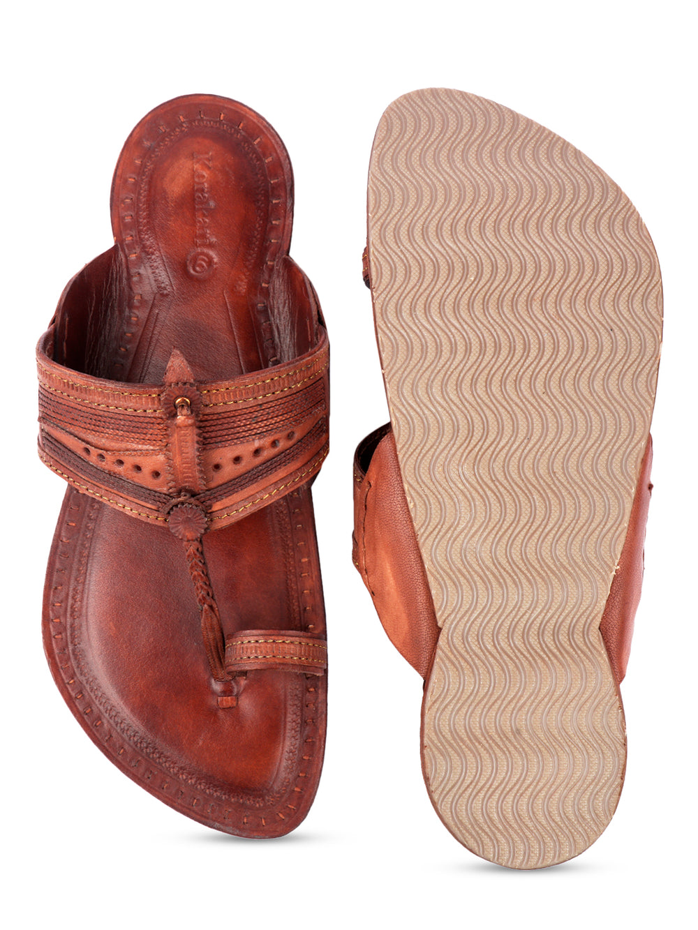 Vintage Tan Men's Kolhapuri Chappal - Authentic Leather Comfort