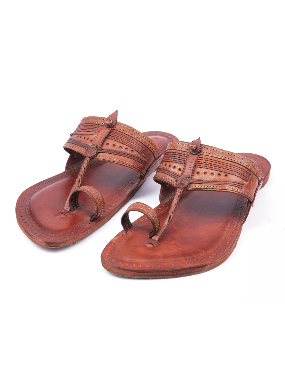 Vintage Tan Men's Kolhapuri Chappal - Authentic Leather Comfort