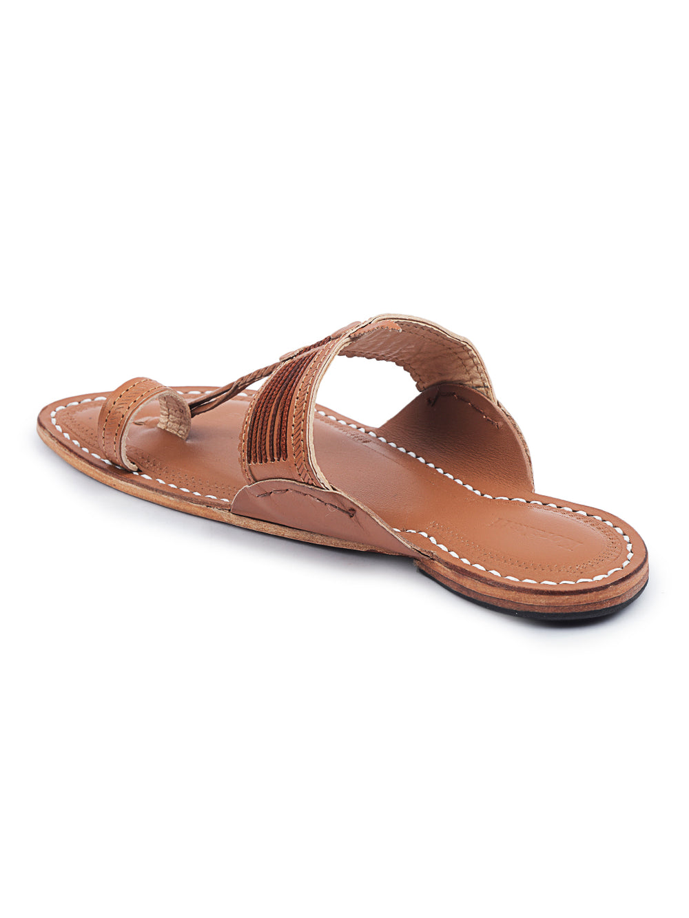 Vintage Braids Kolhapuri Chappal for Men - Authentic Tan Leather