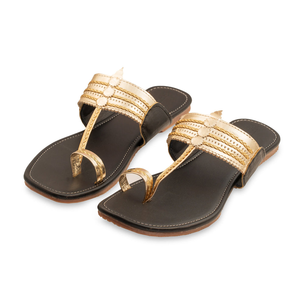 Golden Glow Walkers Kolhapuri Chappals for Women – Elegant
