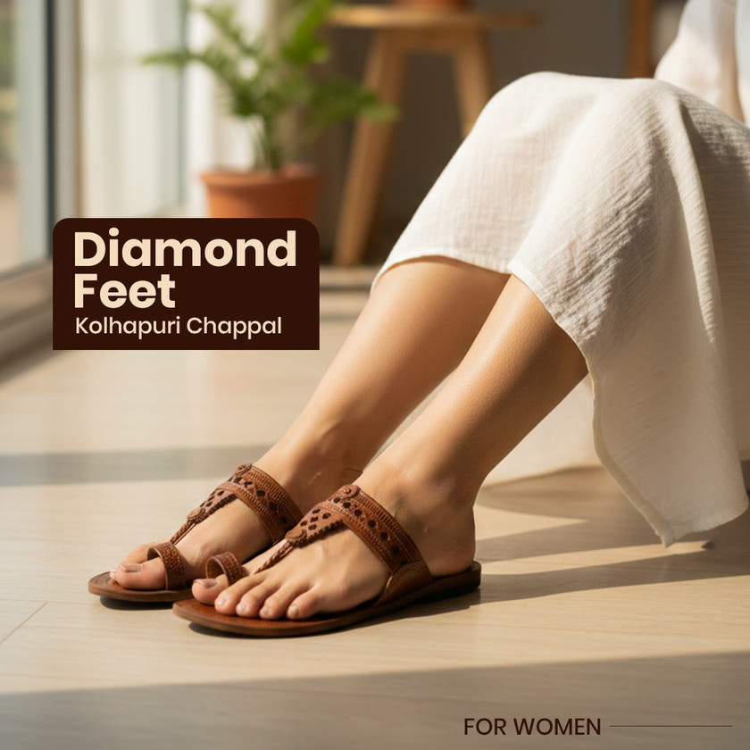 Diamond Feet Women's Kolhapuri Chappal - Authentic Footwear