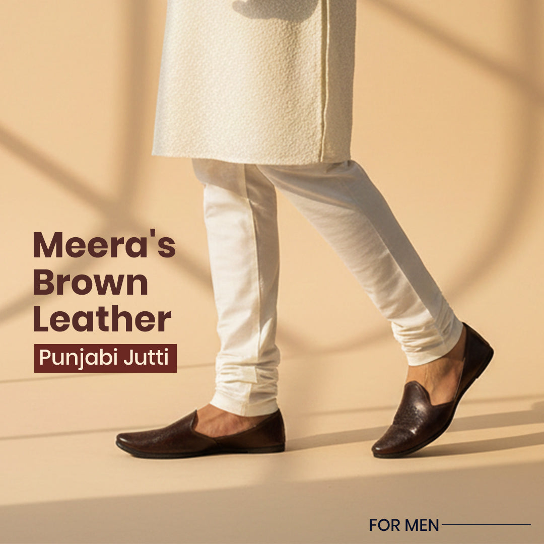 Meera's Brown Leather Punjabi Jutti: Men's Classic Style